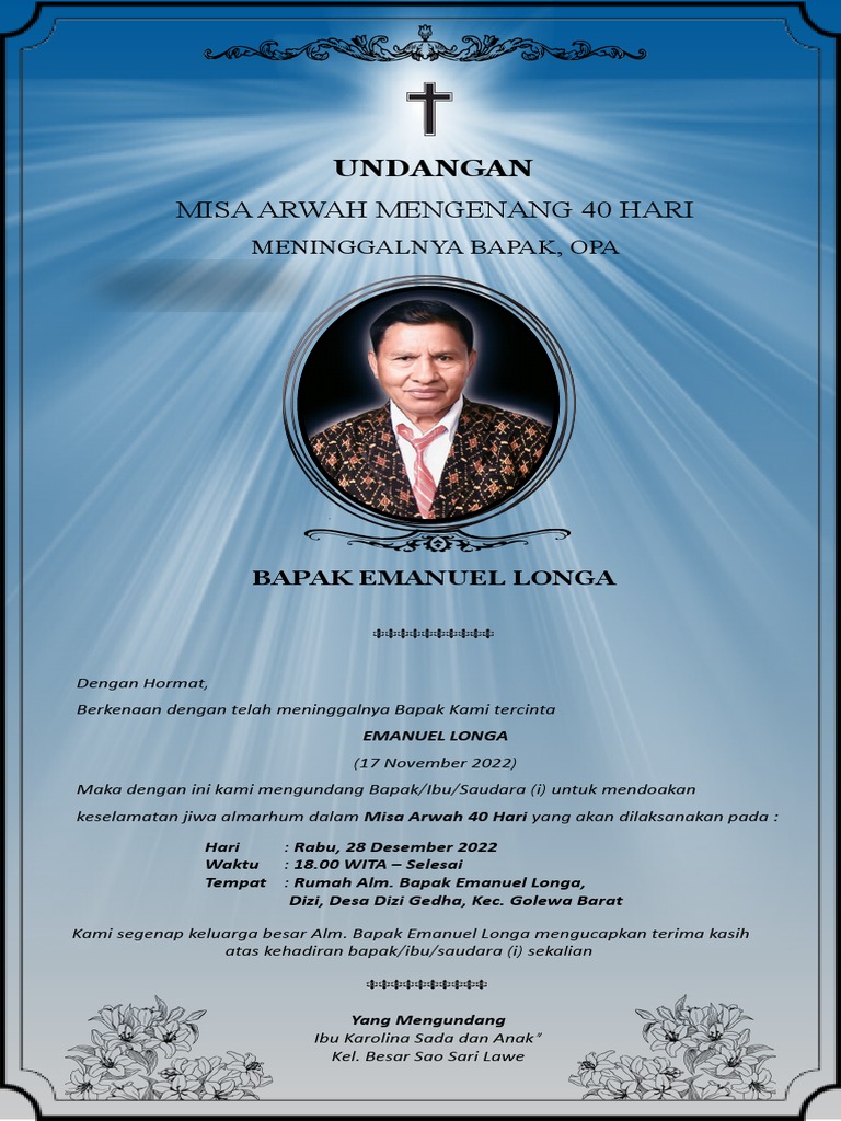 Misa Arwah Mengenang 40 Hari: Undangan | PDF | Griya & Taman