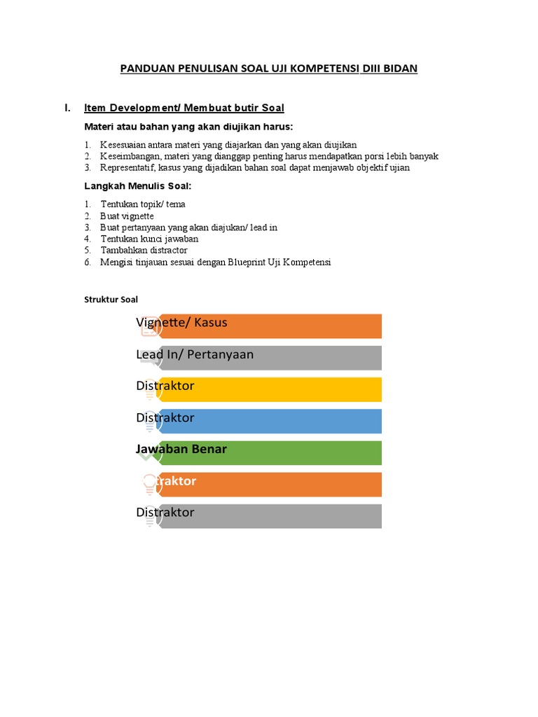 Panduan Penulisan Soal Uji Kompetensi Bidan Dii Bidan | PDF