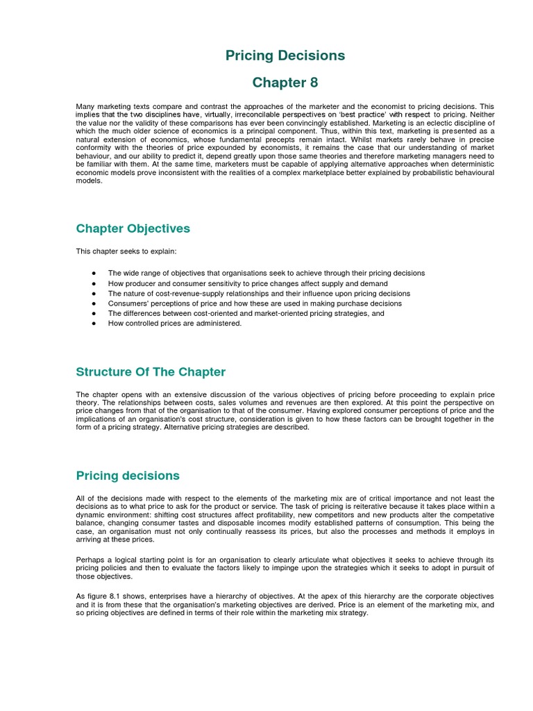 1 Pricing Decisions | PDF | Pricing | Marketing