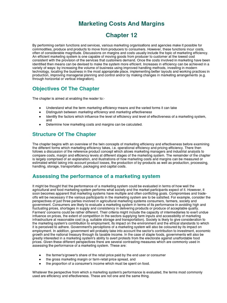 4 Marketing Costs and Margins | PDF | Marketing | Prices 4 Marketing Costs and Margins | PDF | Marketing | Prices