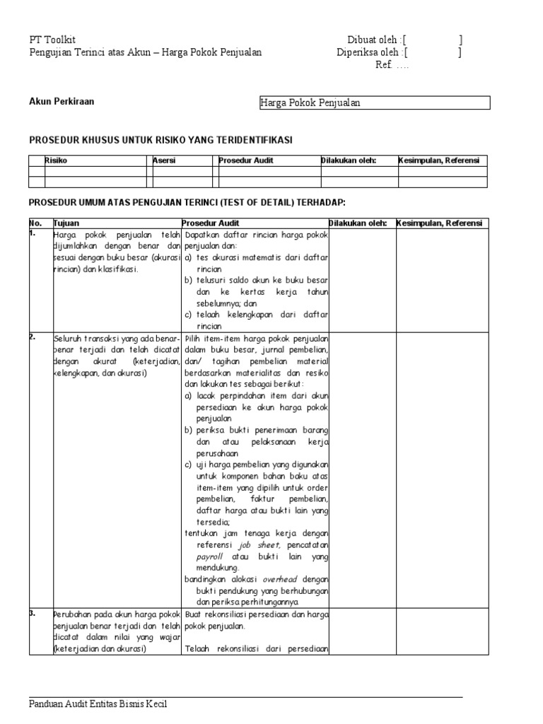 Audit Akun Harga Pokok Penjualan | PDF