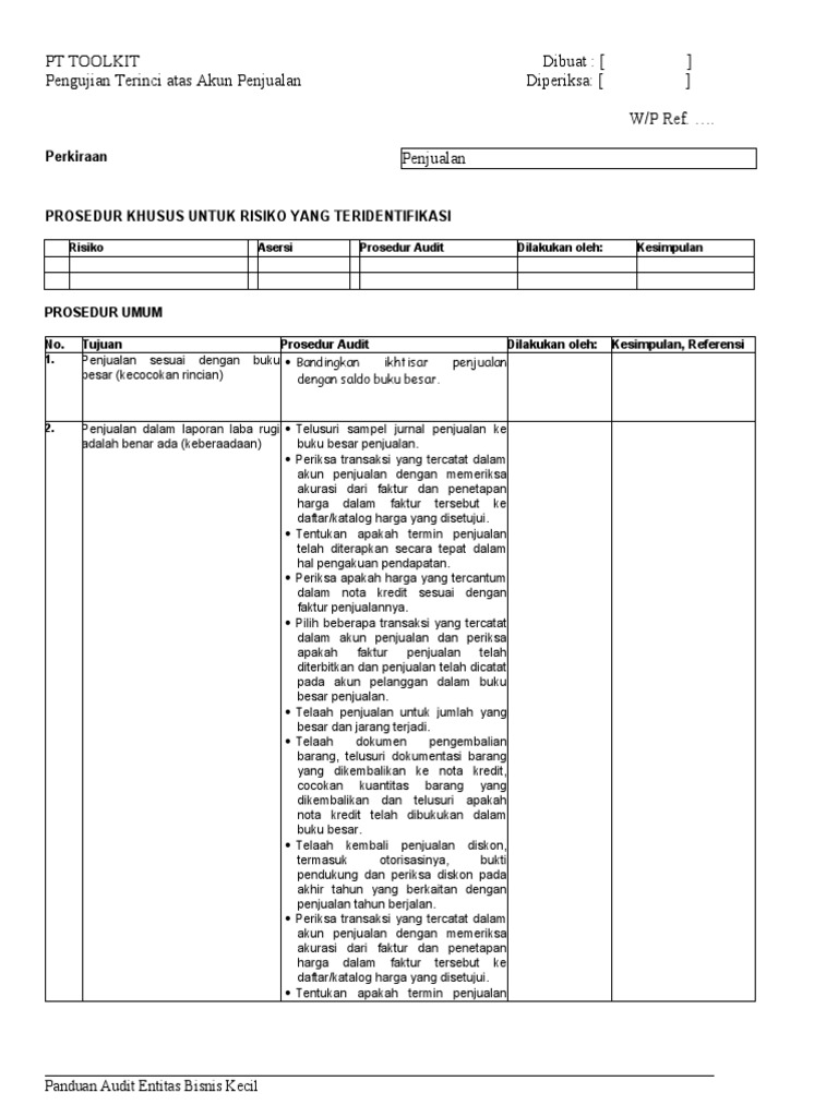 Penjualan - Model Audit Program | PDF