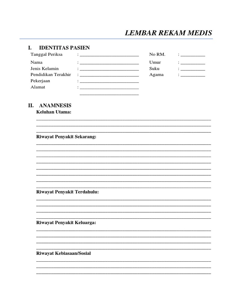 Lembar Rekam Medis | PDF