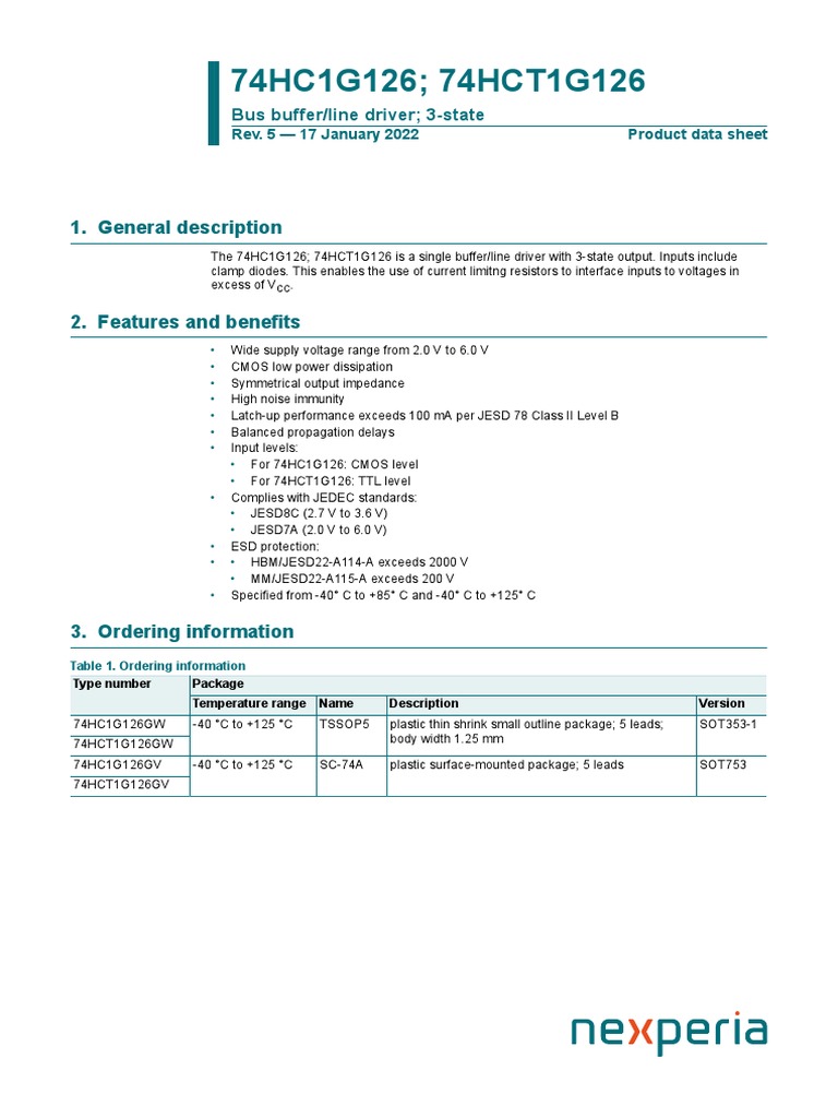 74HC HCT1G126 | PDF | Electrical Engineering | Electricity