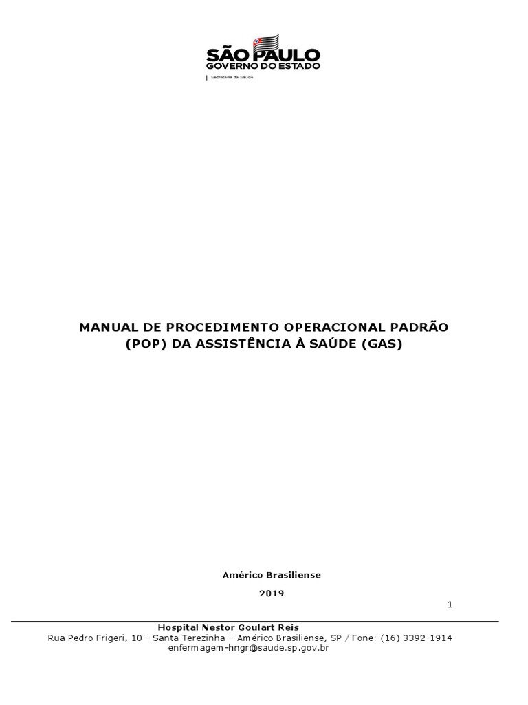 Manual de Procedimento Operacional Padrao | PDF | Enfermagem | Hospital
