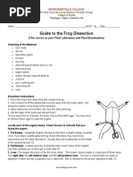 Frog Dissection - Internal Anatomy | PDF
