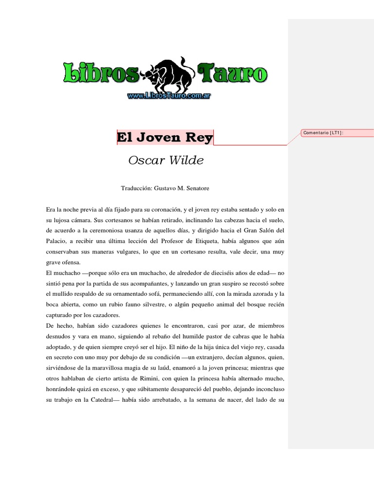 Wilde, Oscar - El Joven Rey | PDF | Libros para adolescentes