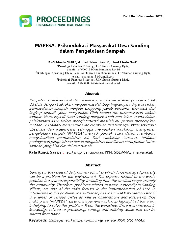Artikel MAPESA Psikoedukasi Masyarakat Desa Sanding Dalam Pengelolaan Sampah | PDF