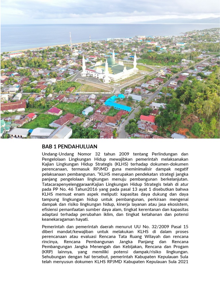 Ringkasan Eksekutif KLHS RPJMD SULA | PDF