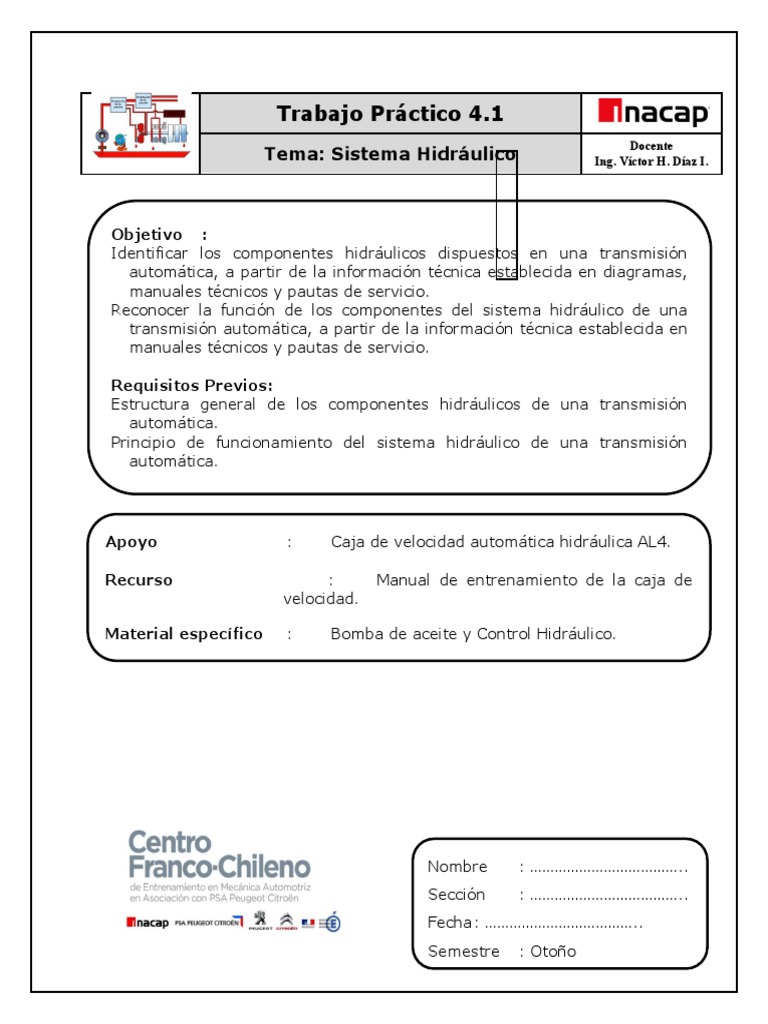 Trabajo Práctico 4.1: Tema: Sistema Hidráulico | PDF | Transmisión automática | Bienes ...