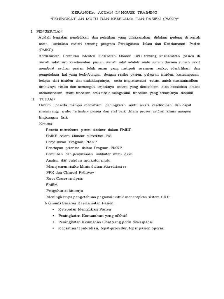 Pelatihan PMKP untuk Keselamatan Pasien | PDF | Karier & Perkembangan ...