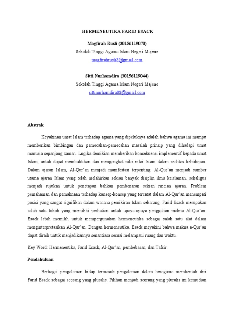 Hermeneutika Farid Esack | PDF