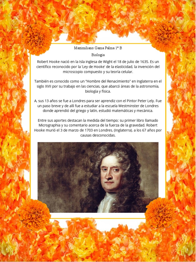 Biografía de Robert Hooke: Aportes y Vida | PDF