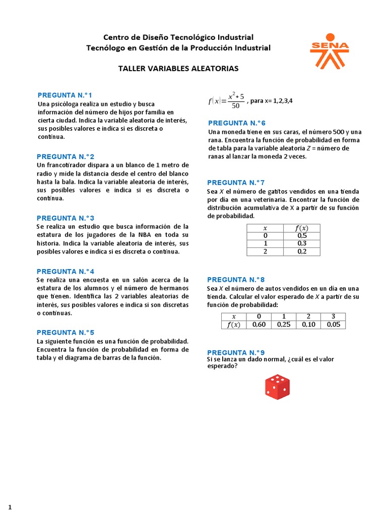 Variables Aleatorias Ejercicios Propuestos | PDF | Variable aleatoria | Diferencia