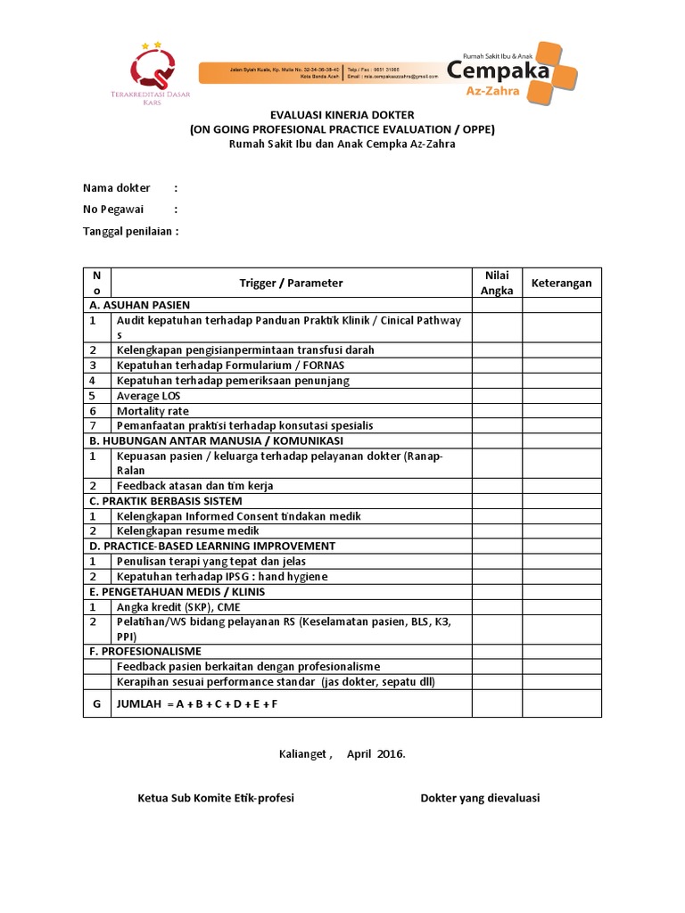 Evaluasi Kinerja Dokter Oppe | PDF