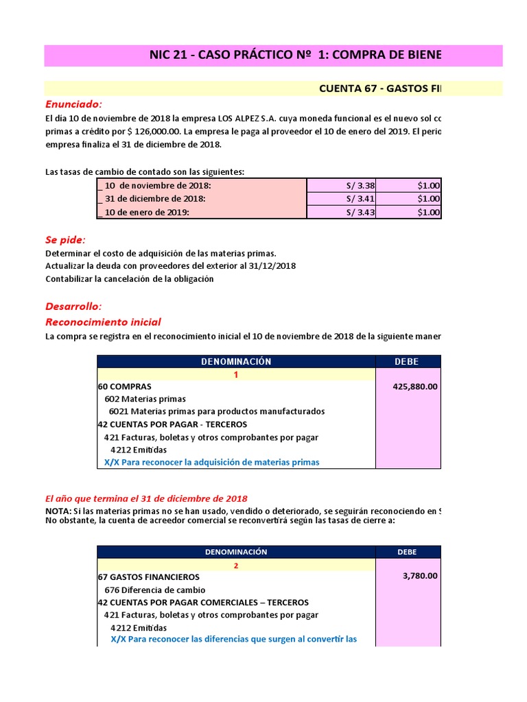 Caso Practico de NIC 21 | PDF | Contabilidad | Tipo de cambio