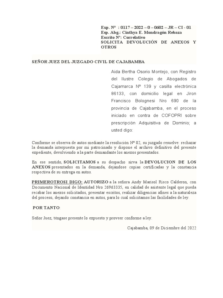 Solicitar Devolucion de Anexos | PDF