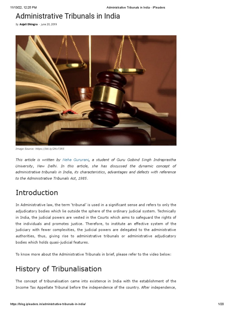 Httpsblog - Ipleaders.inadministrative Tribunals in India | PDF ...