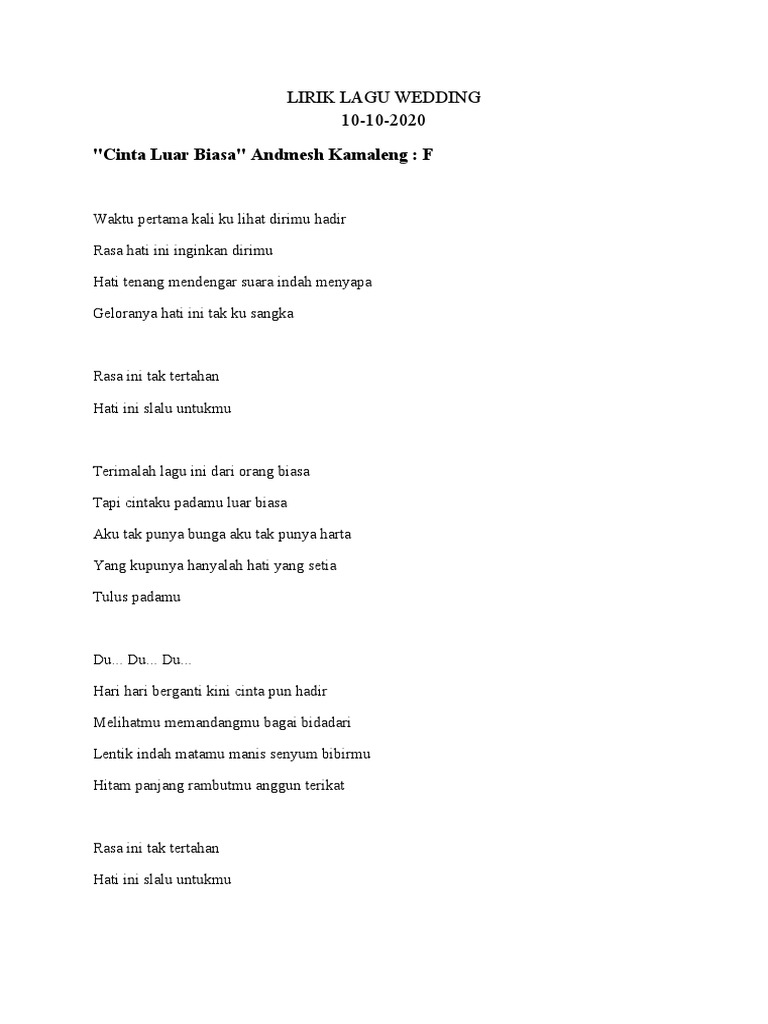Lirik Lagu Wedding | PDF