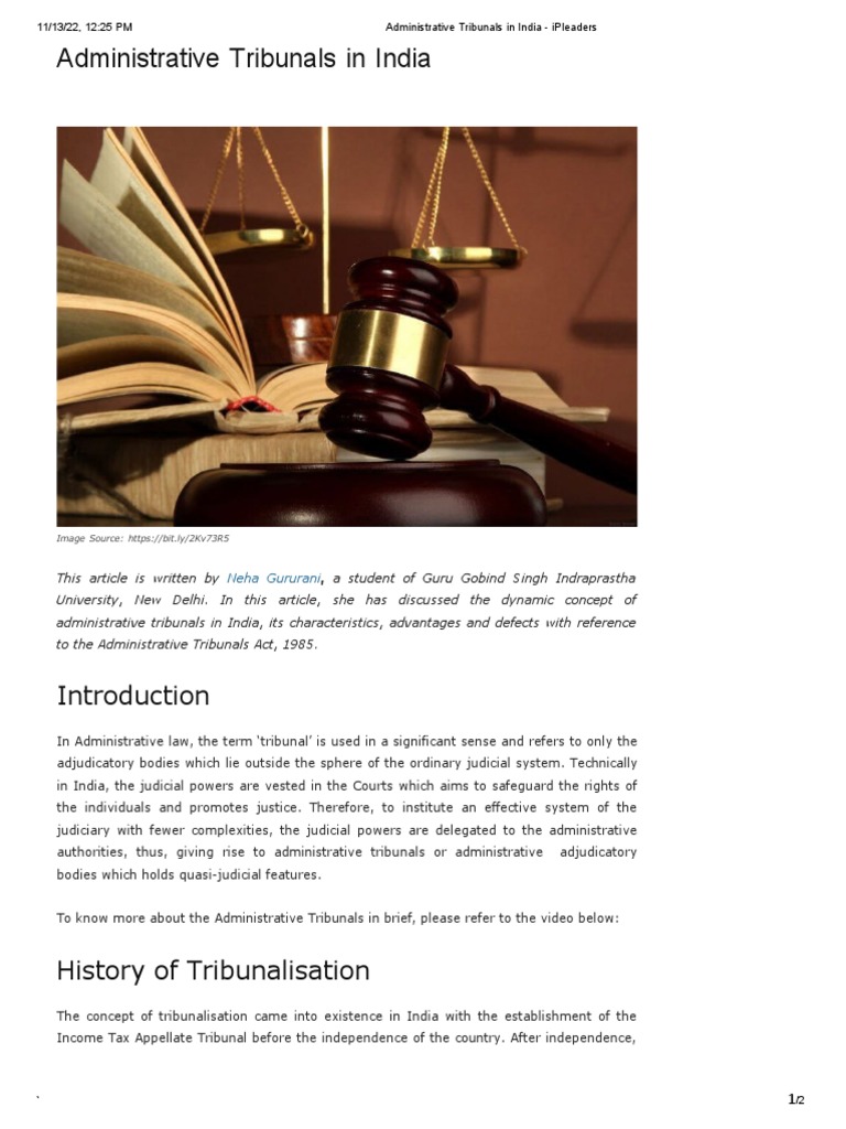 Httpsblog - Ipleaders.inadministrative Tribunals in India | PDF | Tribunal | Jurisdiction