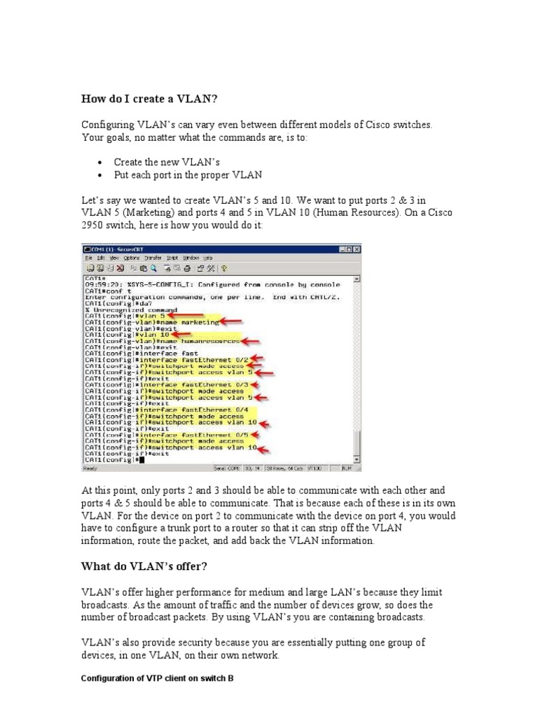 How to Configure VLANs on Cisco Switches | PDF | Network Switch | Data ...