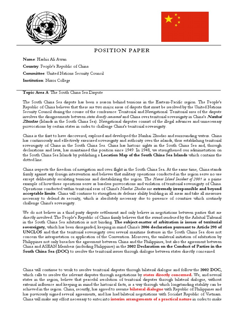 Sample MUN Postion Paper | PDF | International Security | International ...