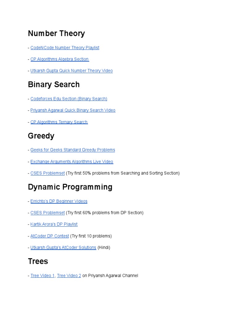 Topics You Must Master To Reach Expert On Codeforces | PDF | Teaching ...