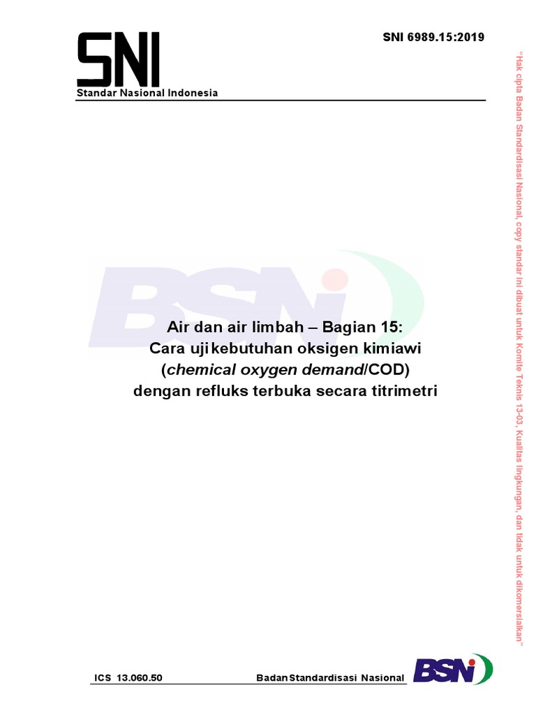 SNI 6989.15 COD Terbuka Titrimetri+komtek+logo | PDF