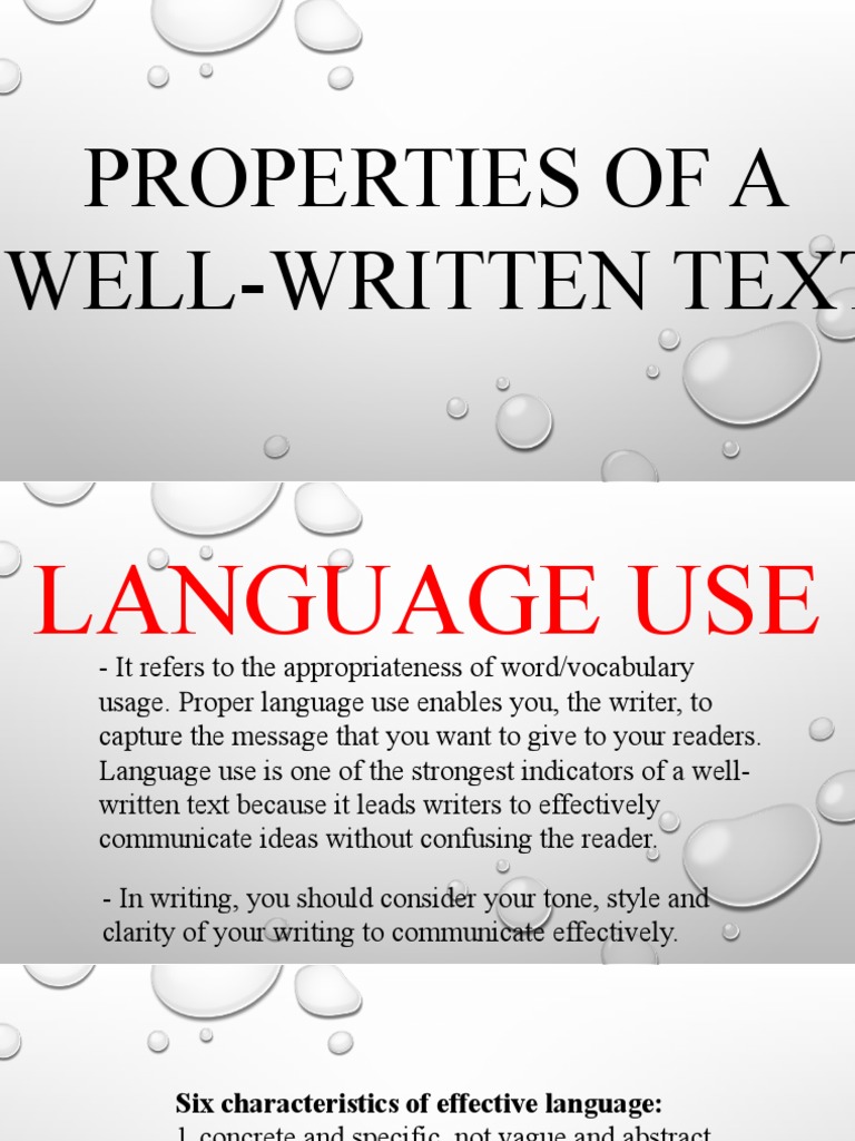 Properties of Effective Language Use in Well-Written Texts | PDF ...