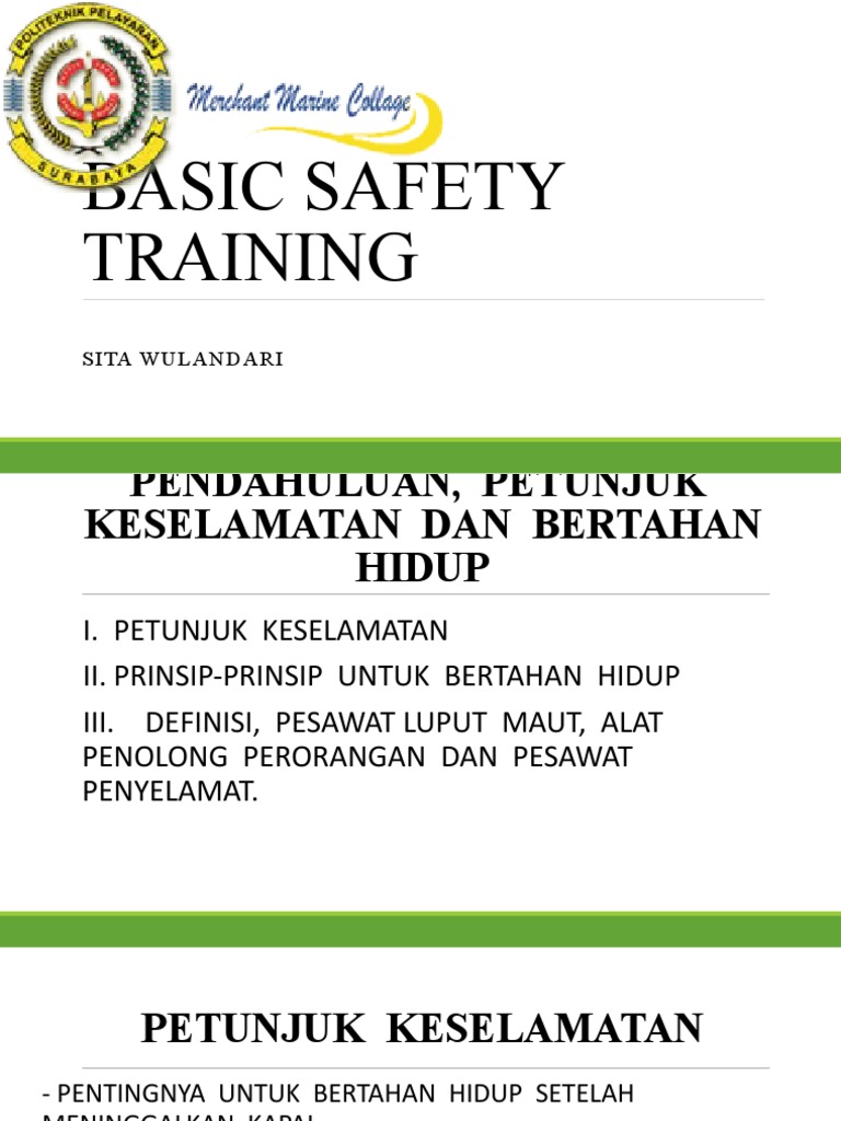 BASIC SAFETY TRAINING Introdution | PDF