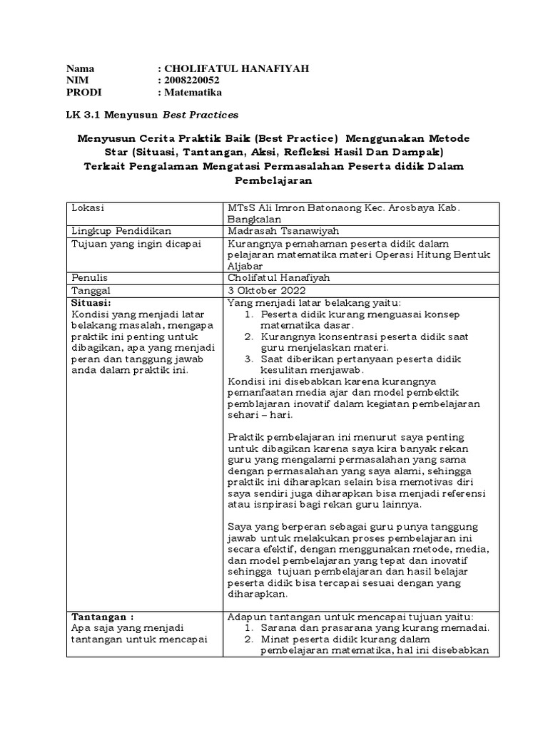LK 3.1 Menyusun Best Practices | PDF