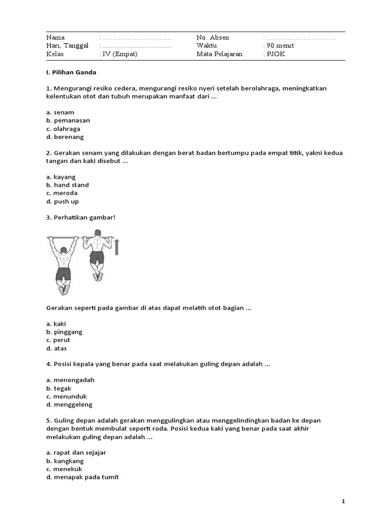 Soal PAT PJOK Kelas 4 - 3 | PDF