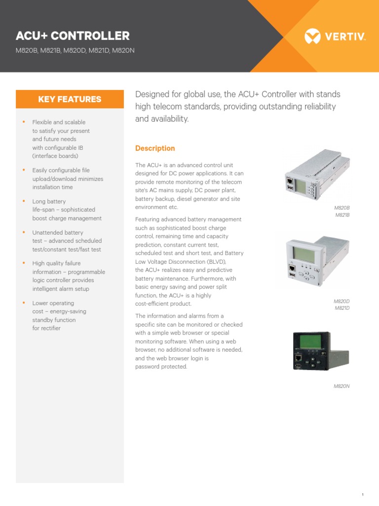 Acu Plus Controller Data Sheet | PDF | Power Supply | Rectifier