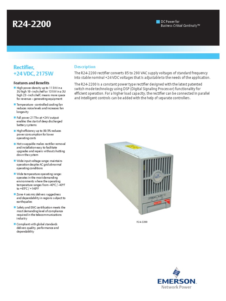Rectifier, +24 VDC, 2175W: Description | PDF | Rectifier | Alternating Current