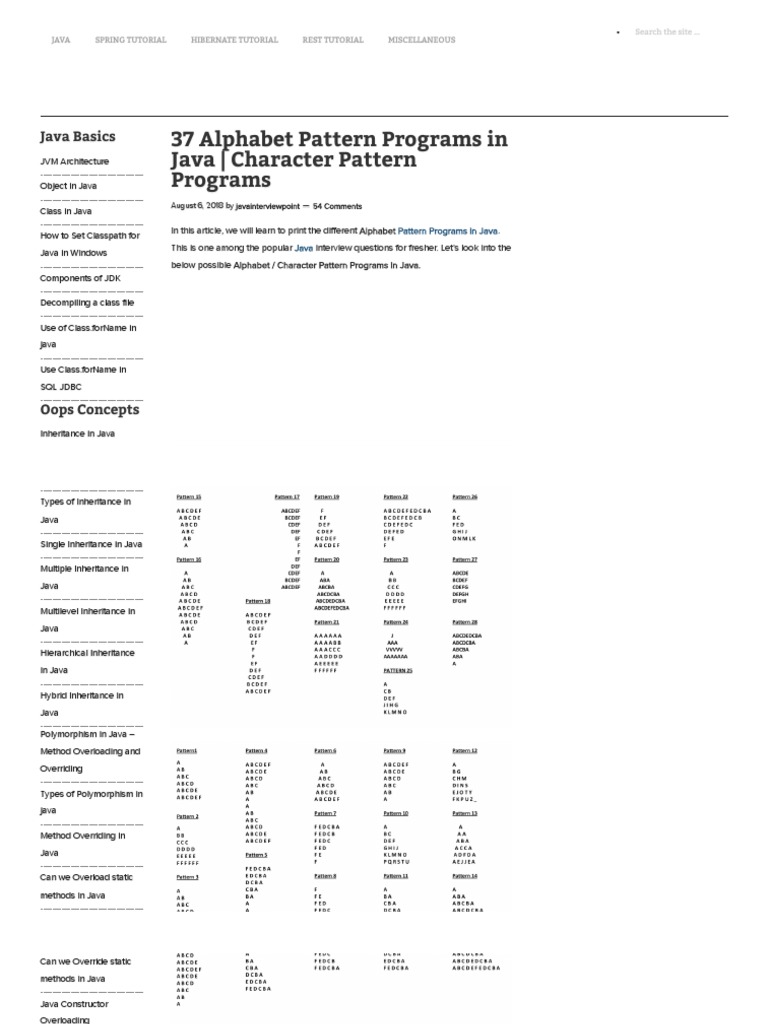 37 Alphabet Pattern Programs | PDF | Inheritance (Object Oriented ...