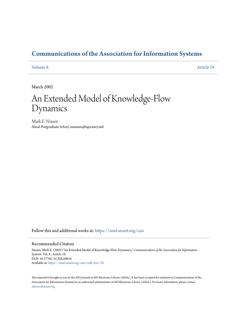 An Extended Model of Knowledge-Flow Dynamics | PDF | Knowledge ...