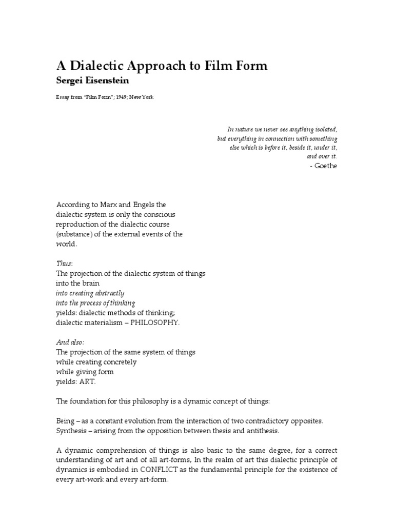 Dialectic Principles in Film Art | PDF | Dialectic | Stereoscopy