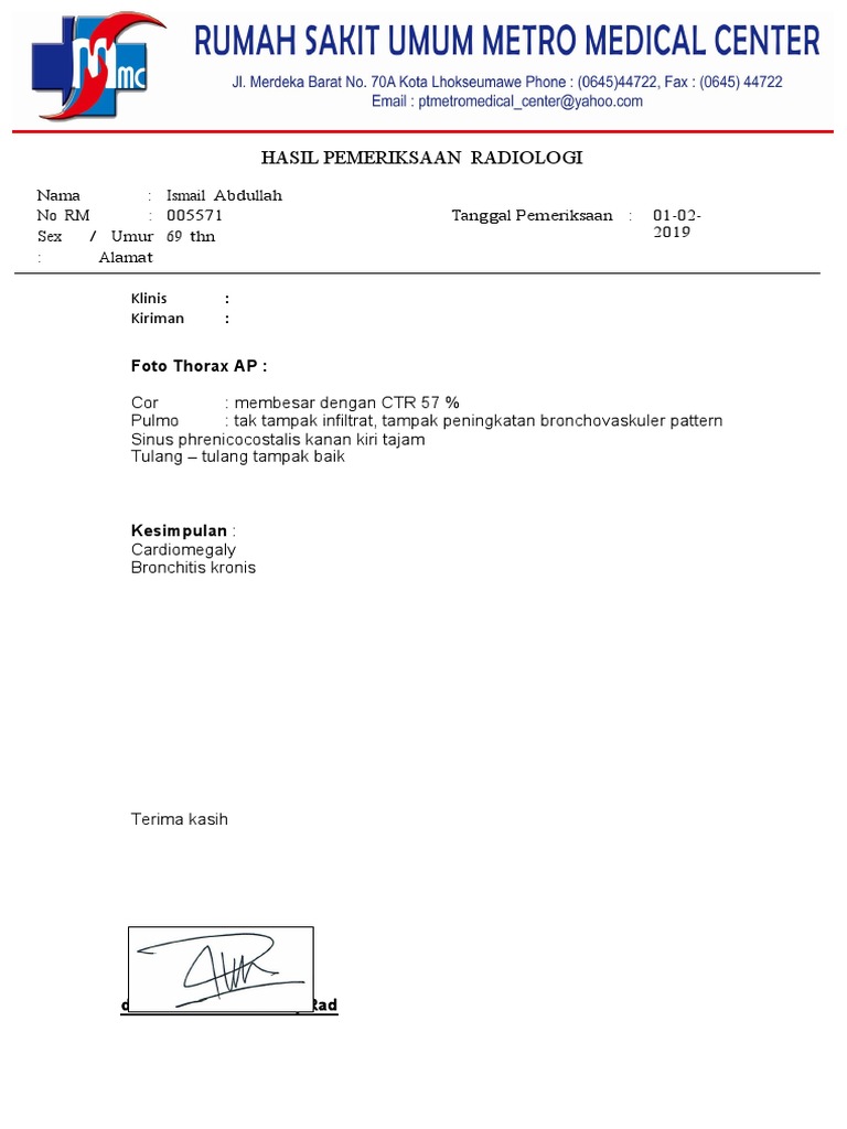 Hasil Pemeriksaan Radiologi | PDF