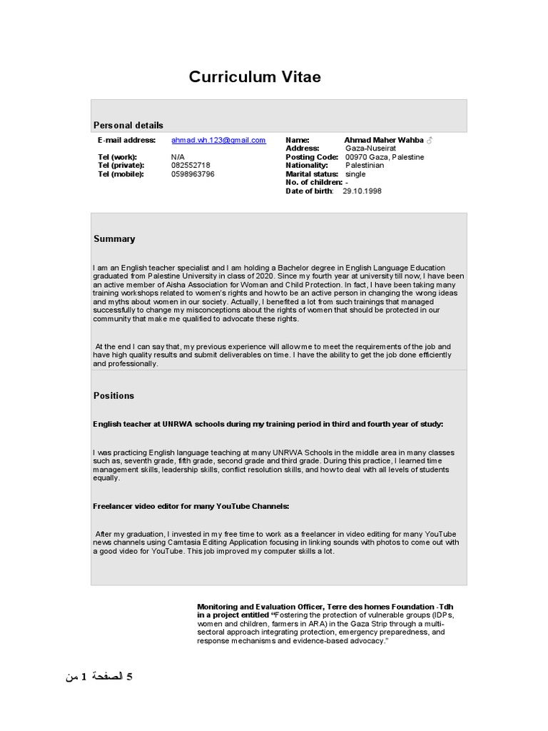 Maher - Wahba - CV - Updated-3-9-2021 | PDF | Unrwa | Nursing