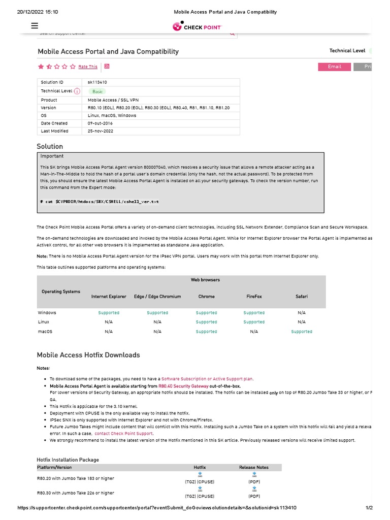 Mobile Access Portal and Java Compatibility | PDF | Internet Explorer | Transport Layer Security