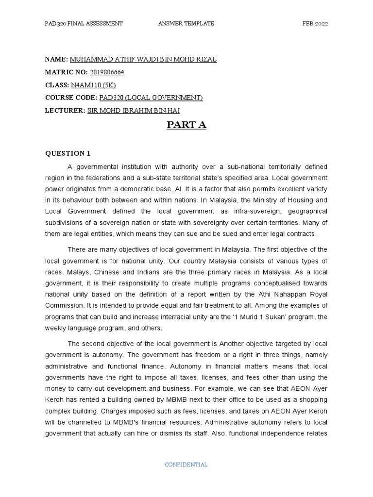 Answer For Final Assessment Pad320 - Muhammad Athif Wajdi Bin Mohd ...