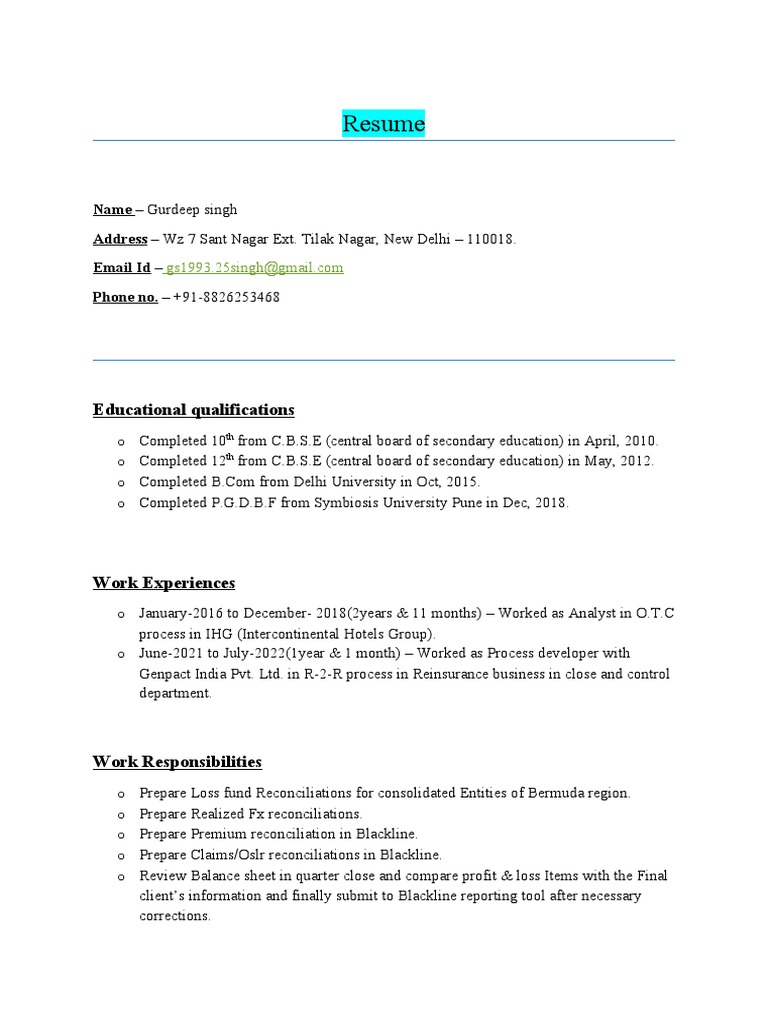 Resume End | PDF