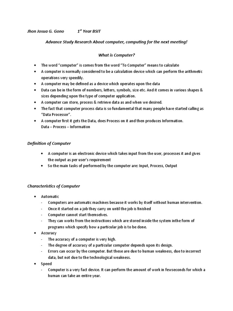 Advance Study Research About Computer | PDF | Input/Output | Information