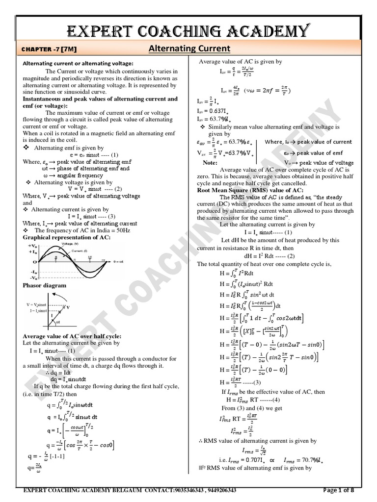 Understanding Alternating Current Concepts | PDF | Inductor | Electrical Impedance