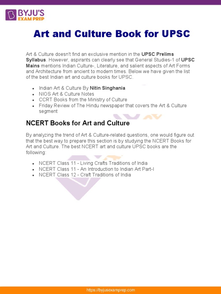 Best Art & Culture Books for UPSC | PDF | Social Science | Art