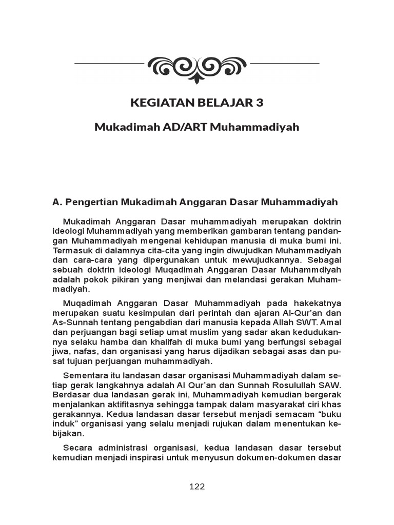Mukadimah ADART Muhammadiyah | PDF