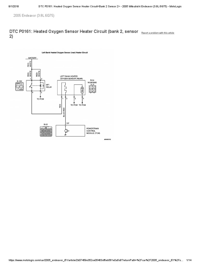 DTC P0161: Heated Oxygen Sensor Heater Circuit (Bank 2, Sensor 2) | PDF ...