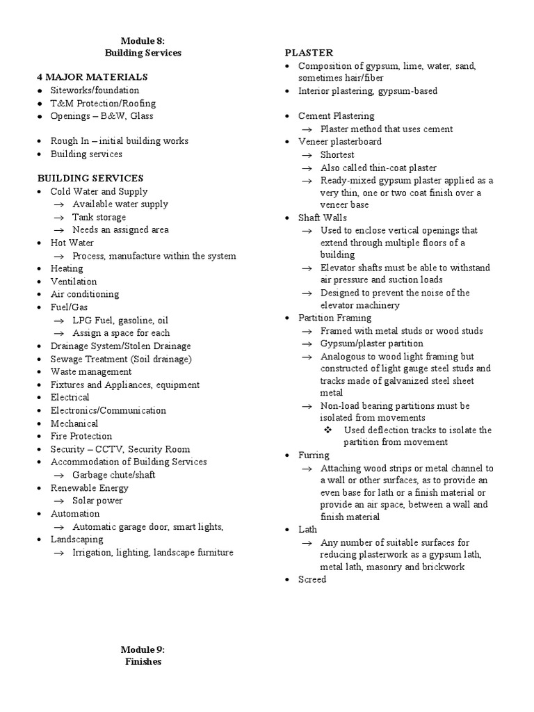 Building Services Building Tech Notes | PDF | Flooring | Drywall