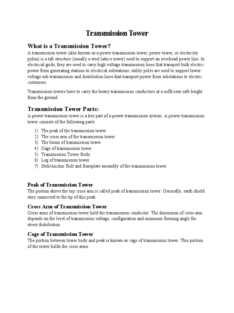 Components of Transmission Towers | PDF | Electric Power Transmission ...