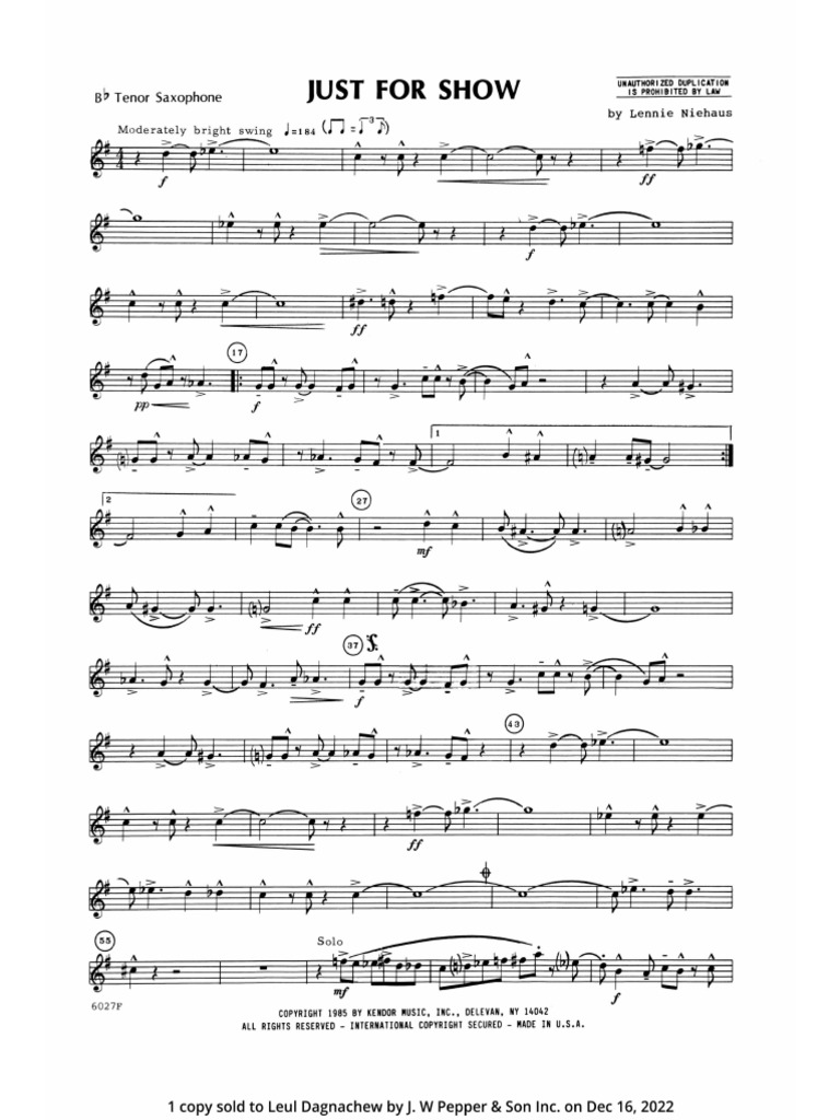 Just For Show Tenor | PDF